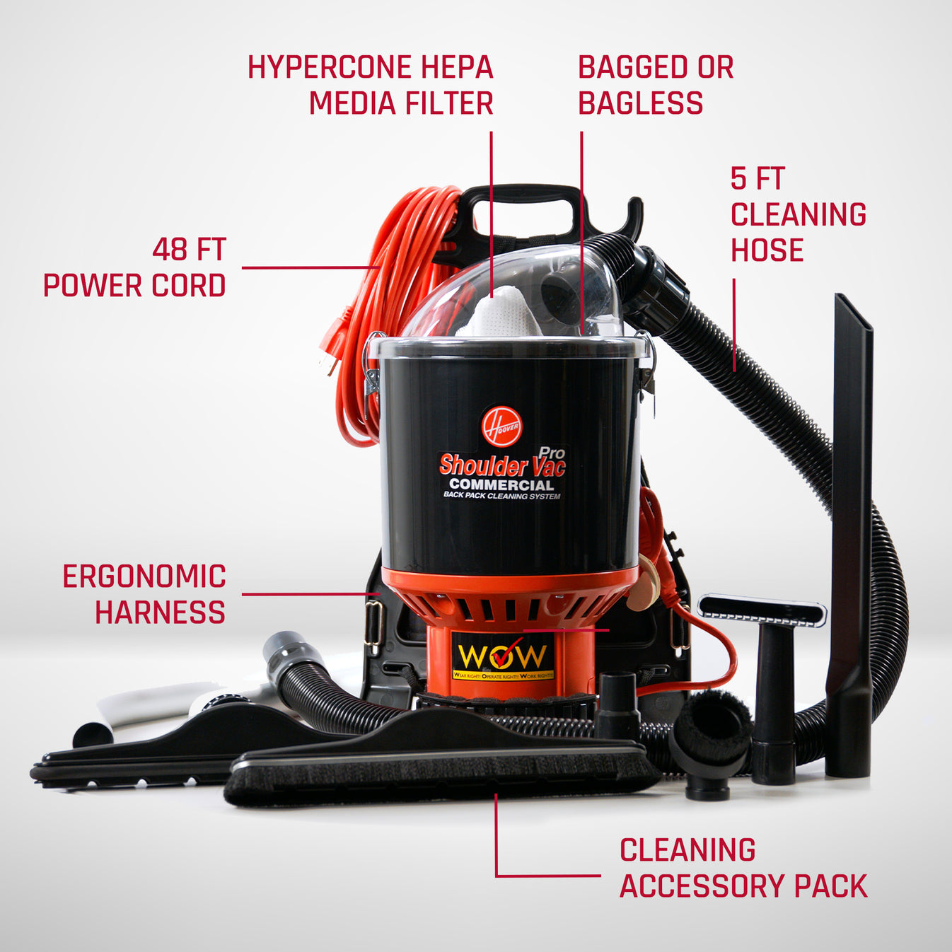 Commercial Shoulder Vac Pro Backpack Vacuum – Hoover