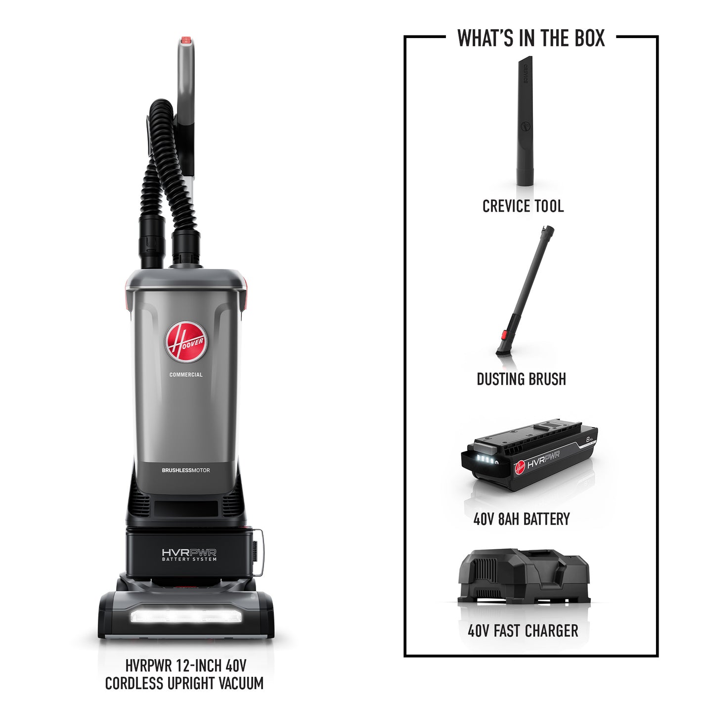 Commercial HVRPWR 12-Inch 40V Brushless Upright with Tools Kit – Hoover